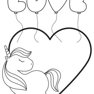 Unicorn Valentine's Day Coloring Pages, Valentines Printables ...