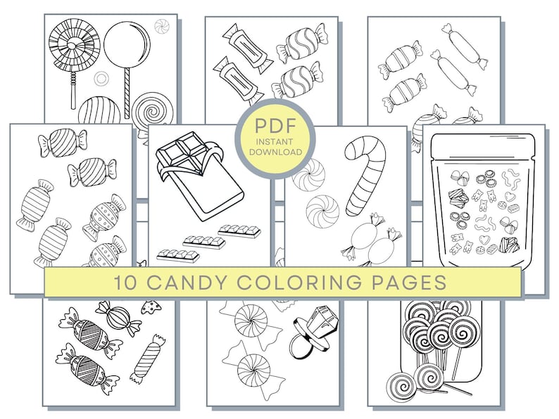 Candy Coloring Pages, Printable Candy Coloring Sheets, Lollipops ...