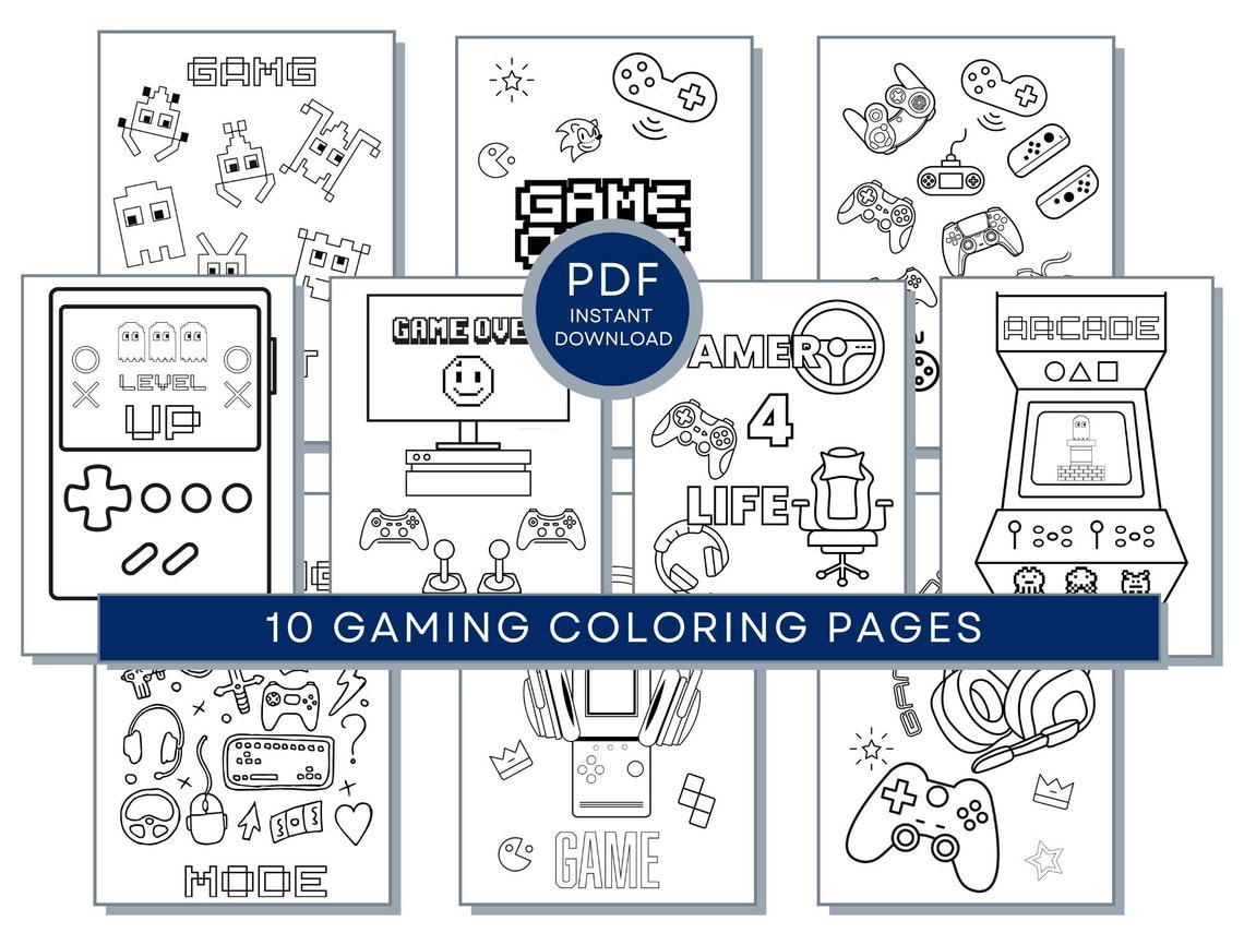 Gaming Coloring Pages, Gaming PDF, Gaming Printables, Gamer Coloring ...