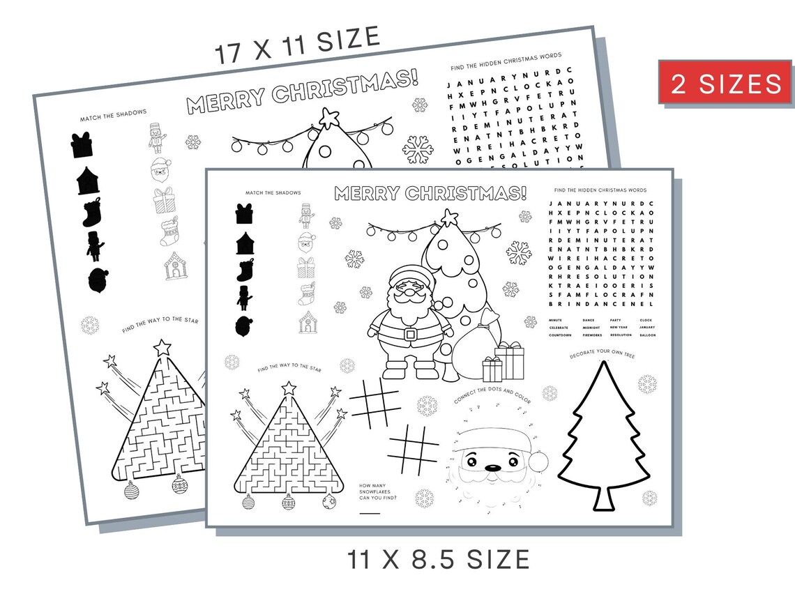 Christmas Placemat, Christmas Coloring Pages, Christmas Digital ...