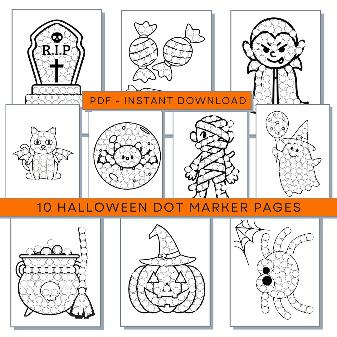 Halloween Dot Marker Coloring Pages, Halloween Dot Marker, Halloween Do ...