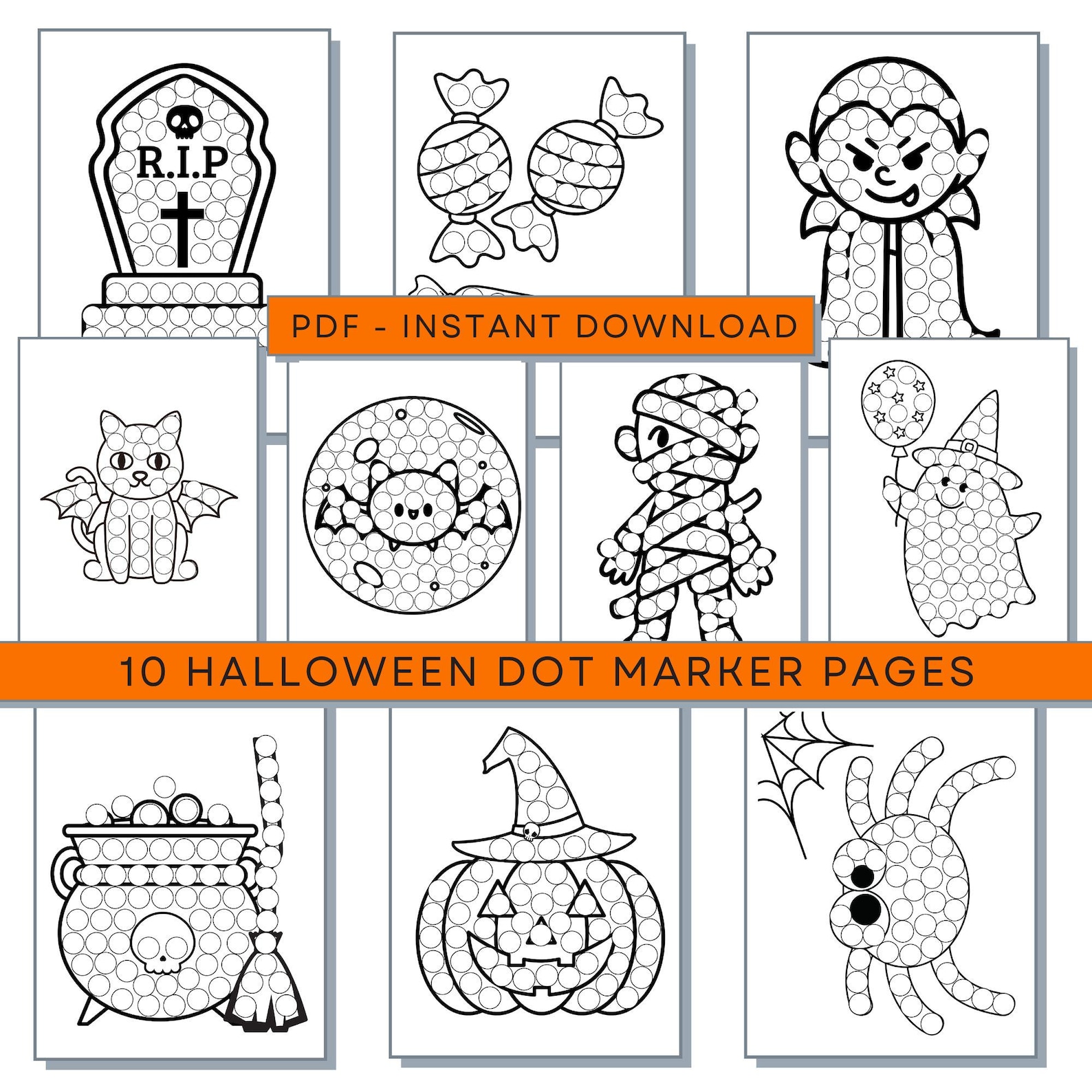 Halloween Dot Marker Coloring Pages, Halloween Dot Marker, Halloween Do ...