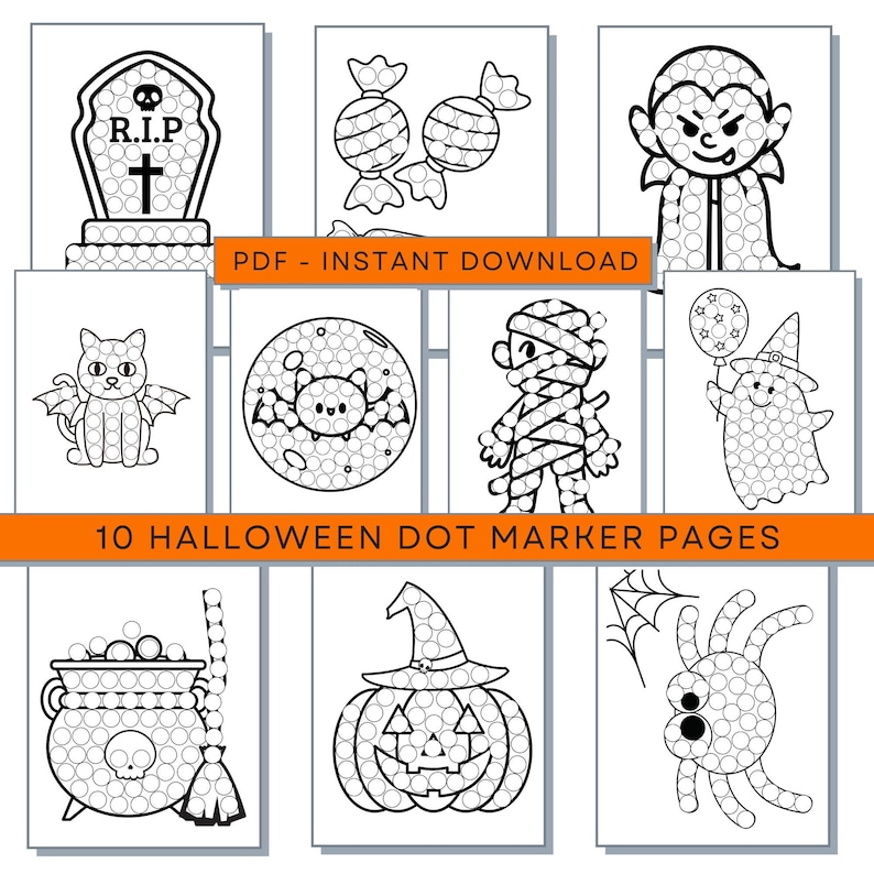 Halloween Dot Marker Coloring Pages, Halloween Dot Marker, Halloween Do ...