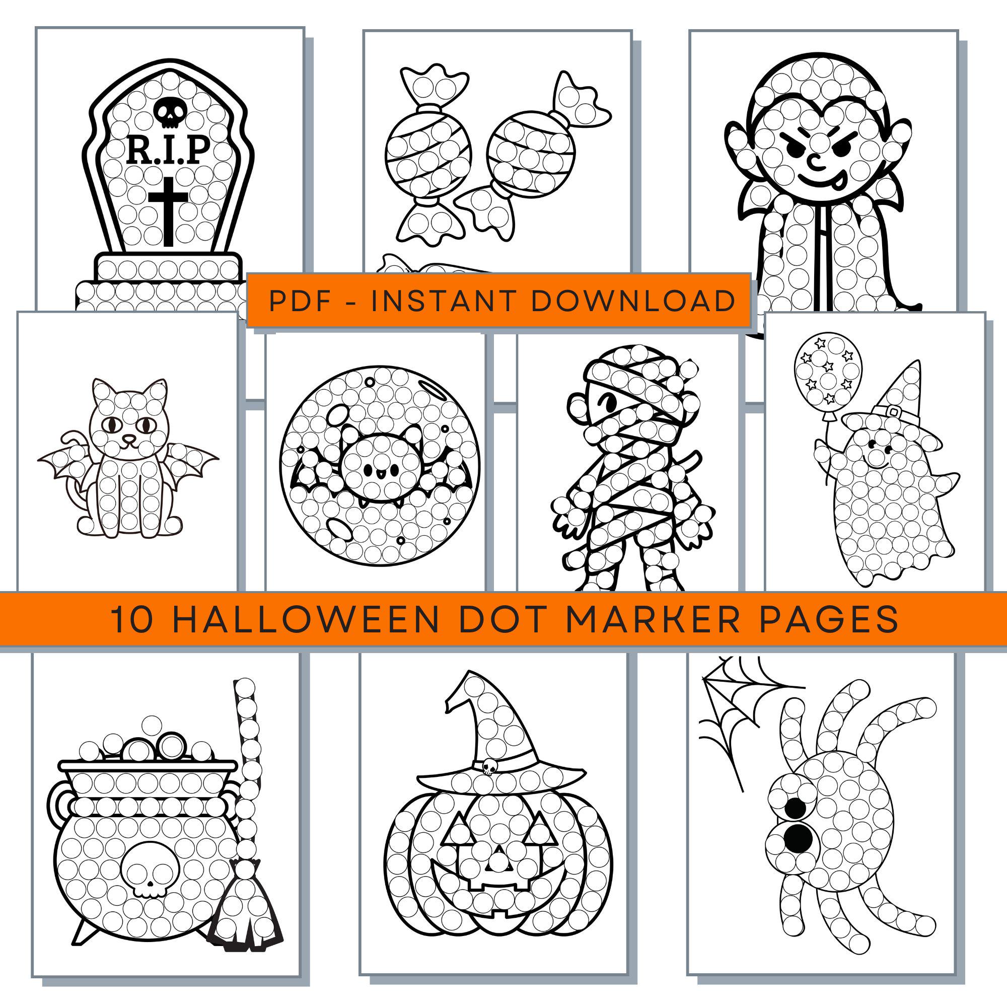 Halloween Dot Marker Coloring Pages, Halloween Dot Marker, Halloween Do ...