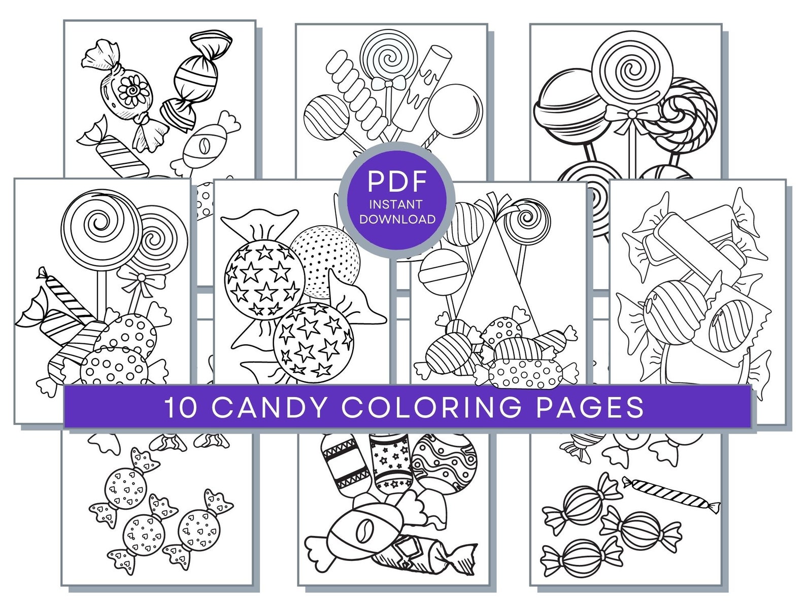 Candy Coloring Pages for Kids, 10 Printable Candy Coloring Sheets ...