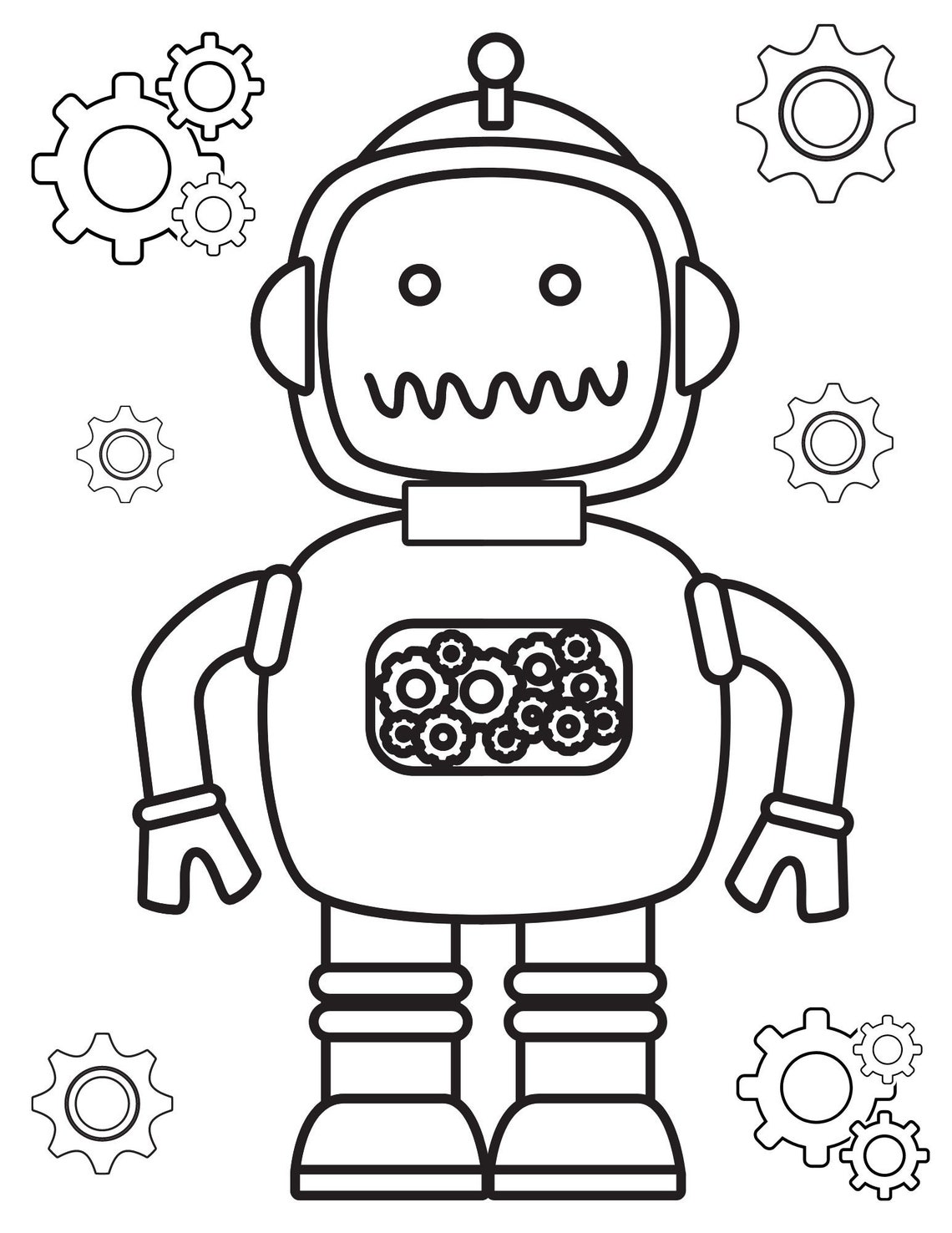 Robot Coloring Pages for Kids: 10 PDF Cute Robot Printables - Etsy