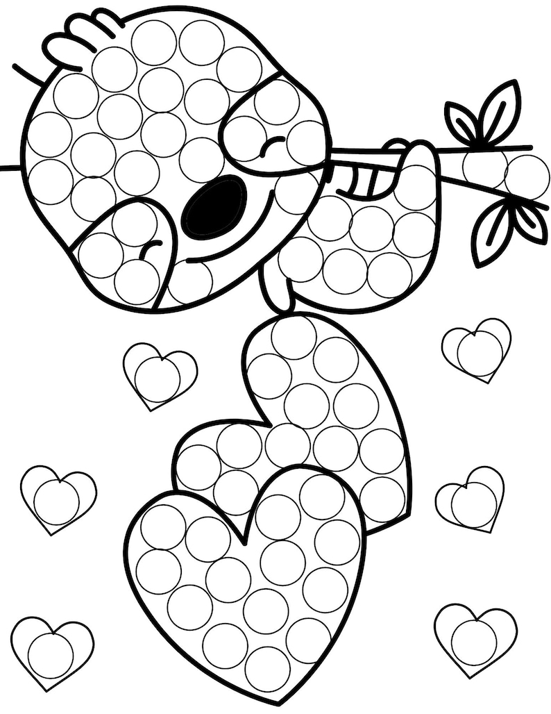 Valentine's Day Dot Marker Coloring Pages, Do a Dot Valentines Painting ...