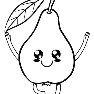 Cute Fruit Coloring Pages, Kawaii Food Printable, Funny Fruits Coloring ...