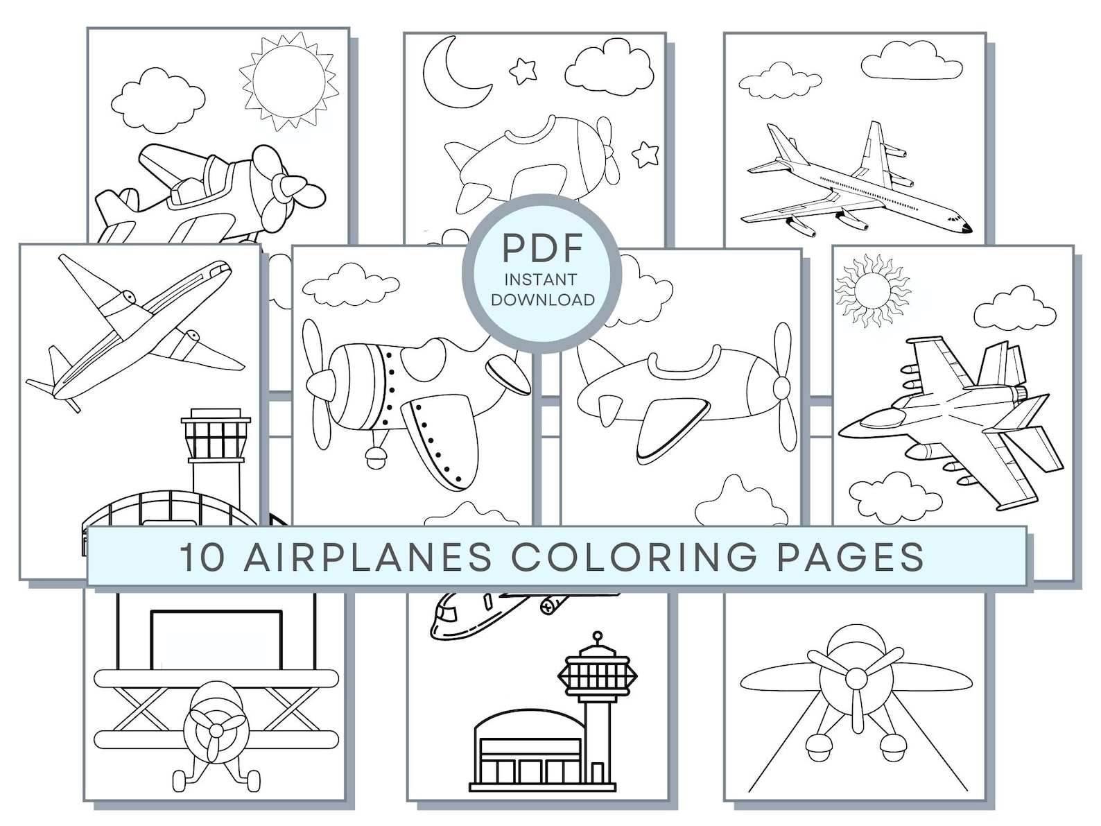 Airplane Coloring Pages, Airplane PDF, Airplane Printables, Airplane ...