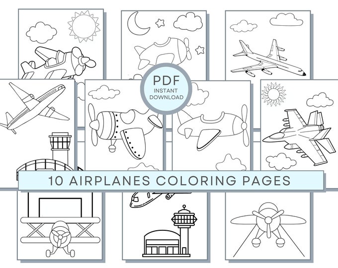 Airplane Coloring Page, Craft Printable Airplane Activity Sheet, Craft ...