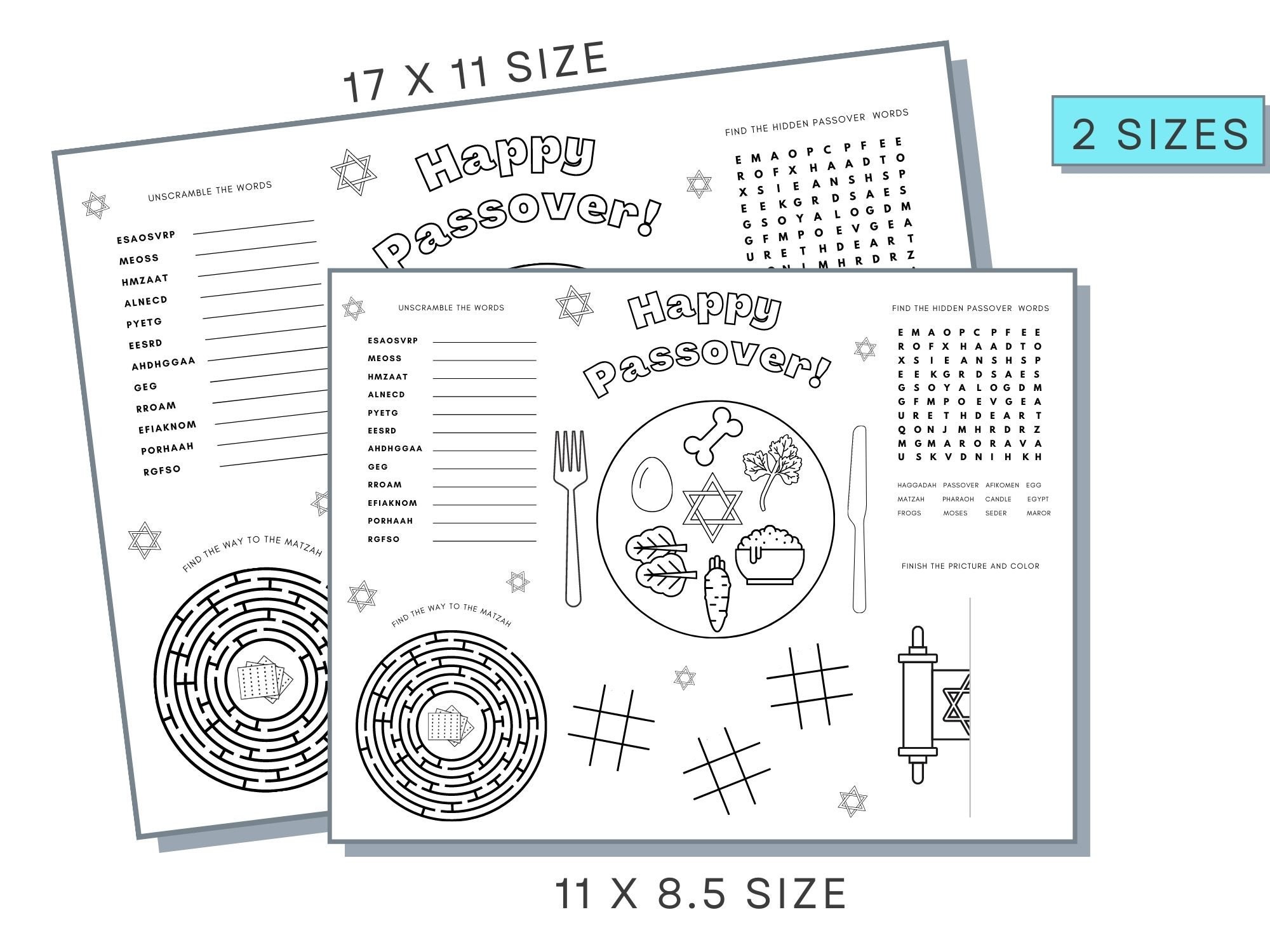 Passover Placemat, Passover Activity Placemat, Passover Coloring ...