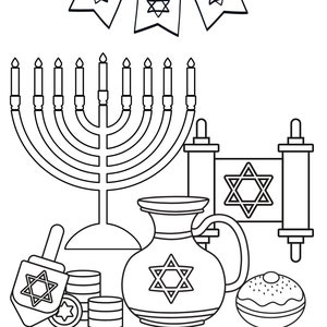 Hanukkah Coloring Pages for Kids, Hanukkah Printables, Jewish Coloring ...