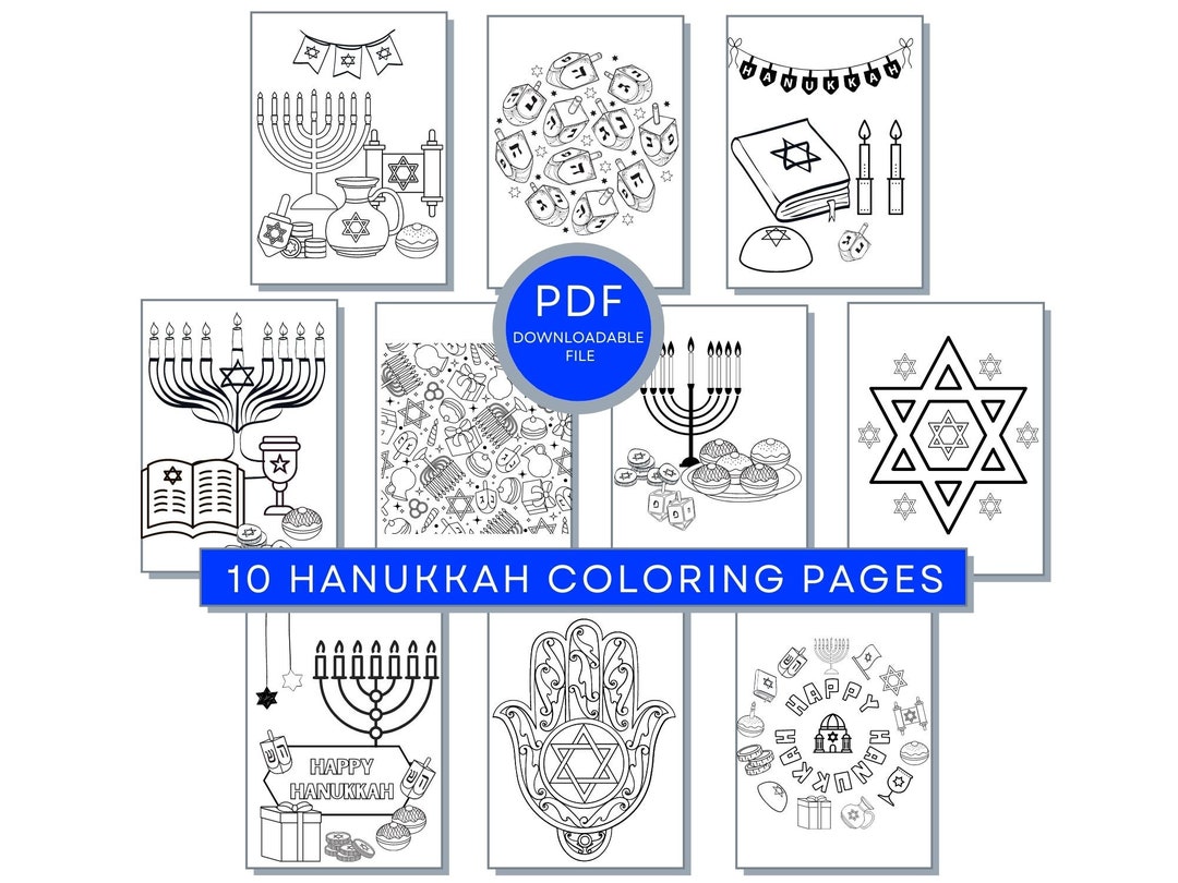 Hanukkah Coloring Pages for Kids, Hanukkah Printables, Jewish Coloring ...