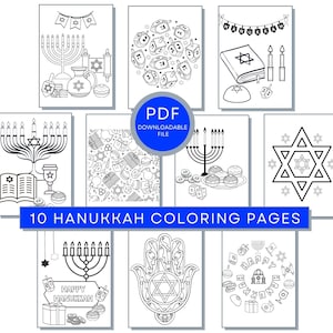 Hanukkah Coloring Pages for Kids, Hanukkah Printables, Jewish Coloring ...