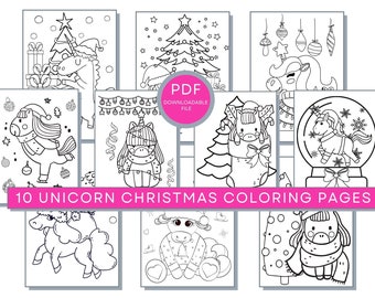 Unicorn Winter Coloring Pages - Etsy