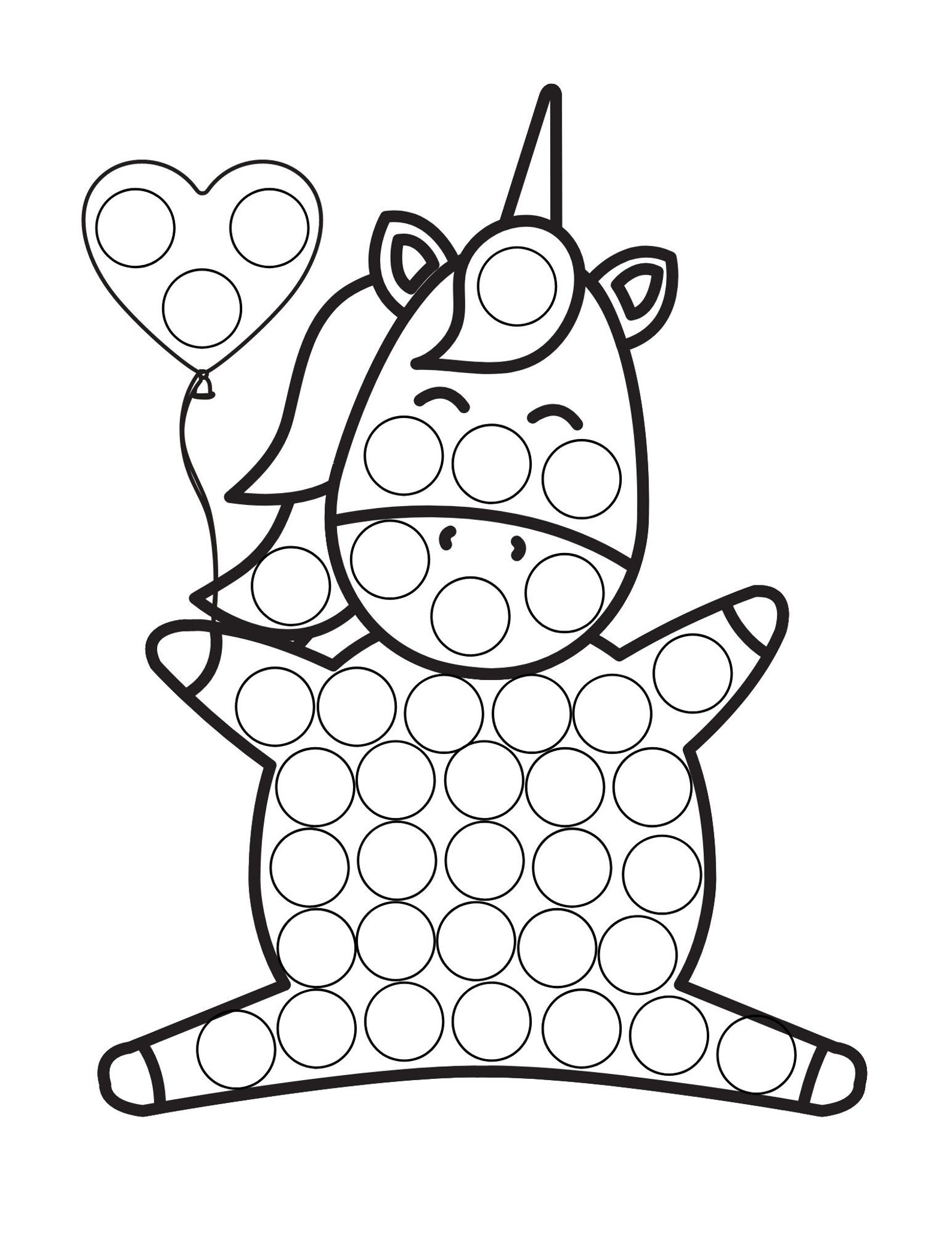 Unicorn Dot Marker Coloring Pages: Printable PDF Coloring Activity ...