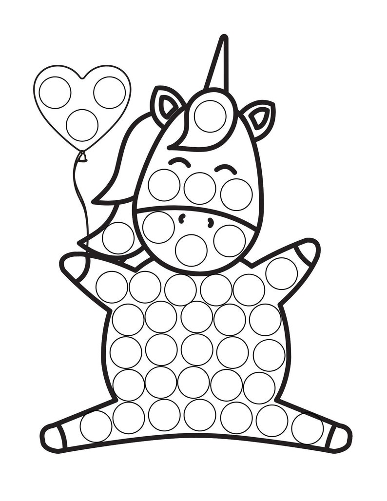 Unicorn Dot Marker Coloring Pages: Printable PDF Coloring Activity ...