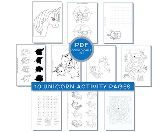 Unicorn Activity Pages, Unicorn Printables, Mazes, Word Searches, Color ...
