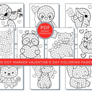 Valentine's Day Dot Marker Coloring Pages, Do a Dot Valentines Painting ...