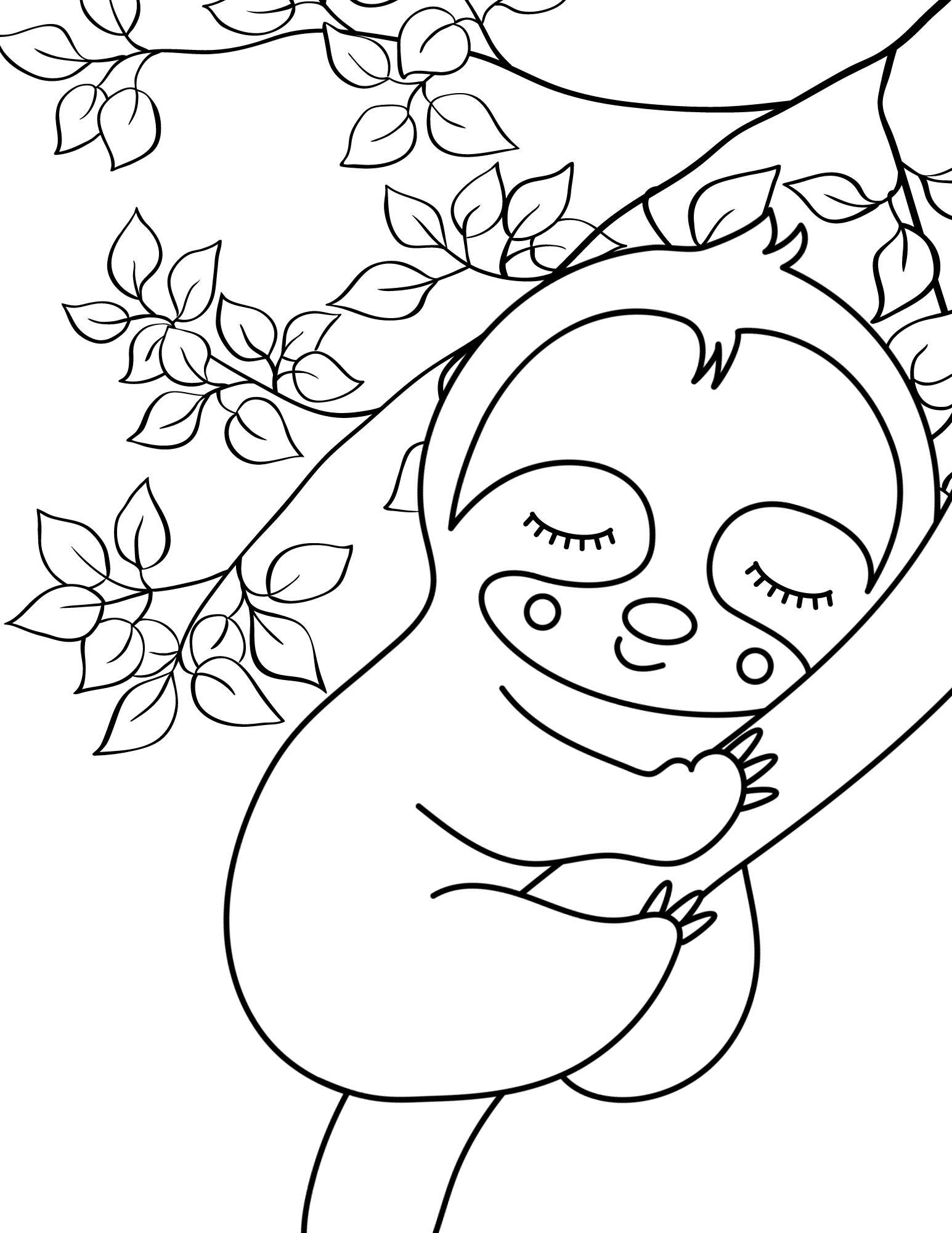 Sloth Coloring Pages, Sloth PDF, Sloth Printables, Sloth Coloring ...