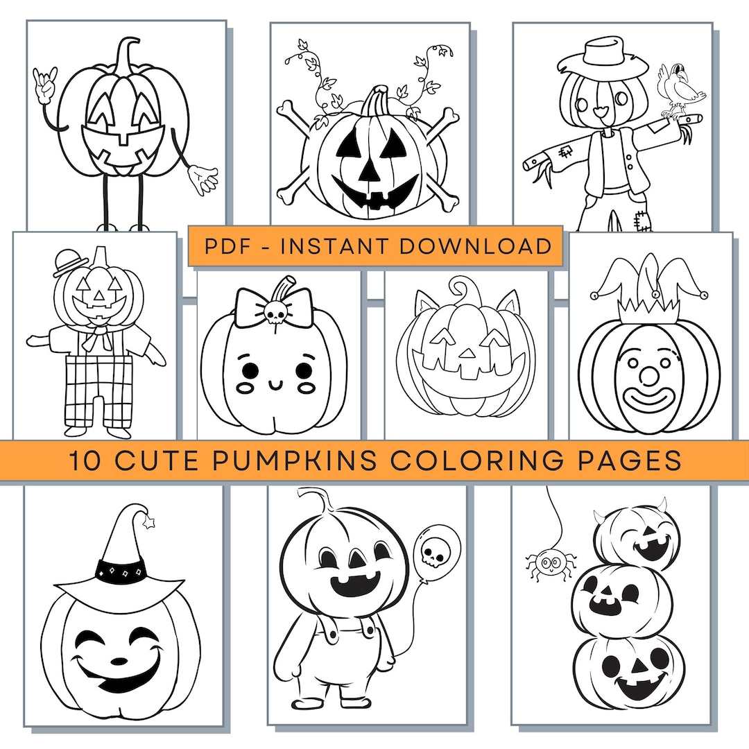 Pumpkins Coloring Pages, Pumpkins PDF, Pumpkins Printables, Cute ...