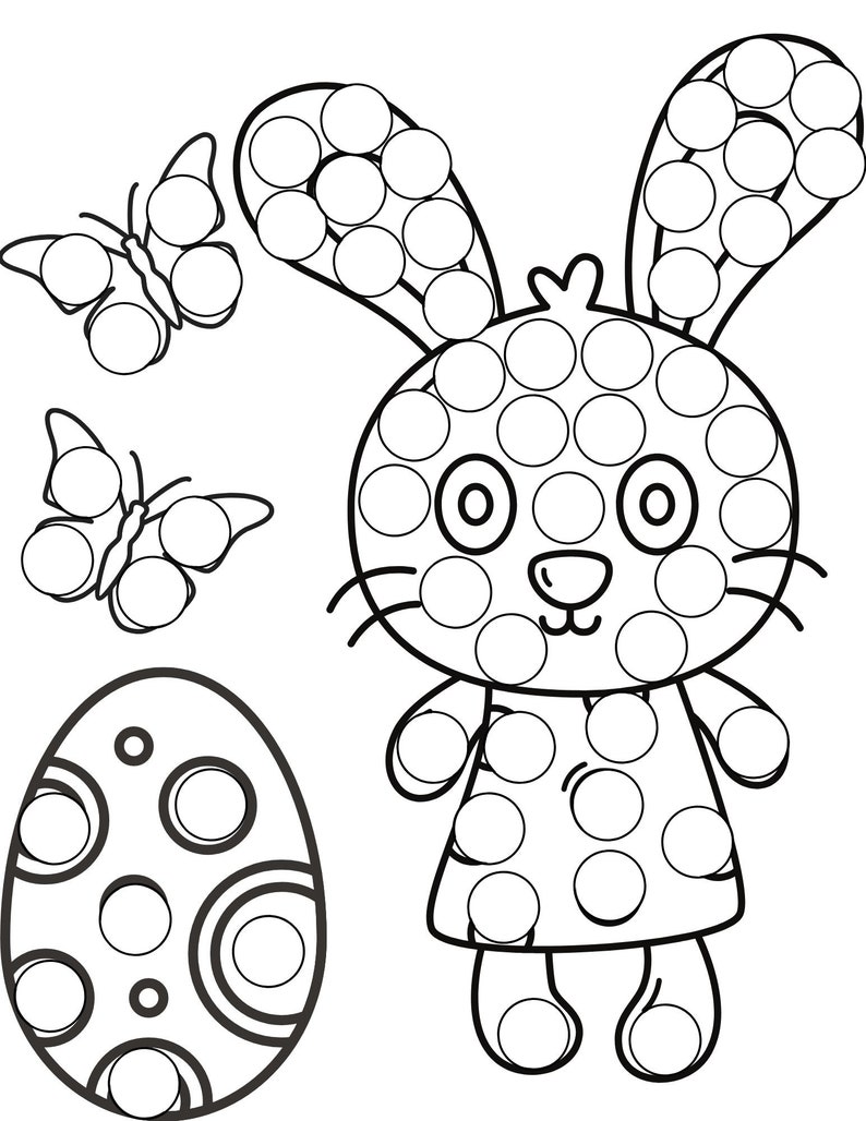 Easter Dot Marker Coloring Pages, Do a Dot Easter Painting, Easter PDF ...