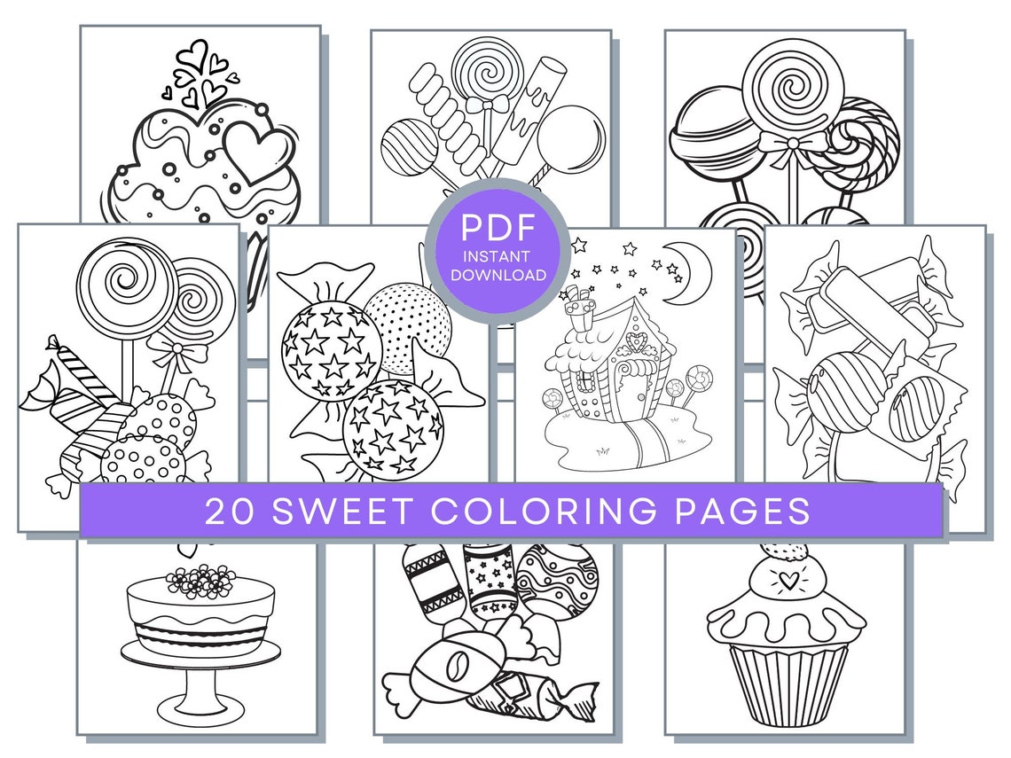 Sweets Coloring Pages for Kids Sweets Printable Coloring - Etsy