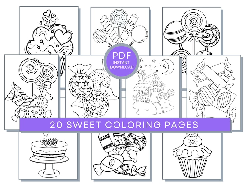 Sweets Coloring Pages for Kids Sweets Printable Coloring - Etsy