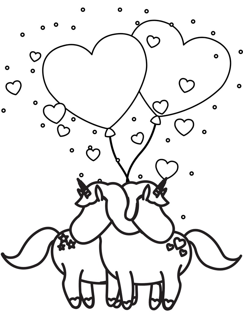 Unicorn Valentine's Day Coloring Pages, Valentines Printables ...