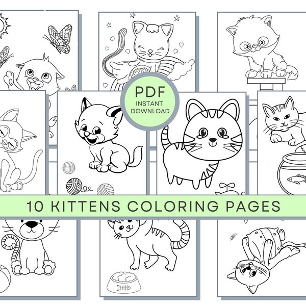 Cat Coloring Page - Etsy