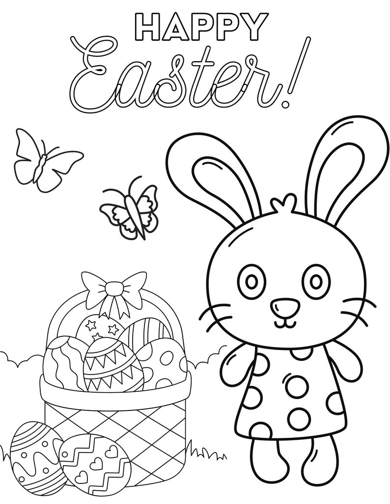 Easter Coloring Pages, Easter PDF Coloring Easter Printables, Bunny ...