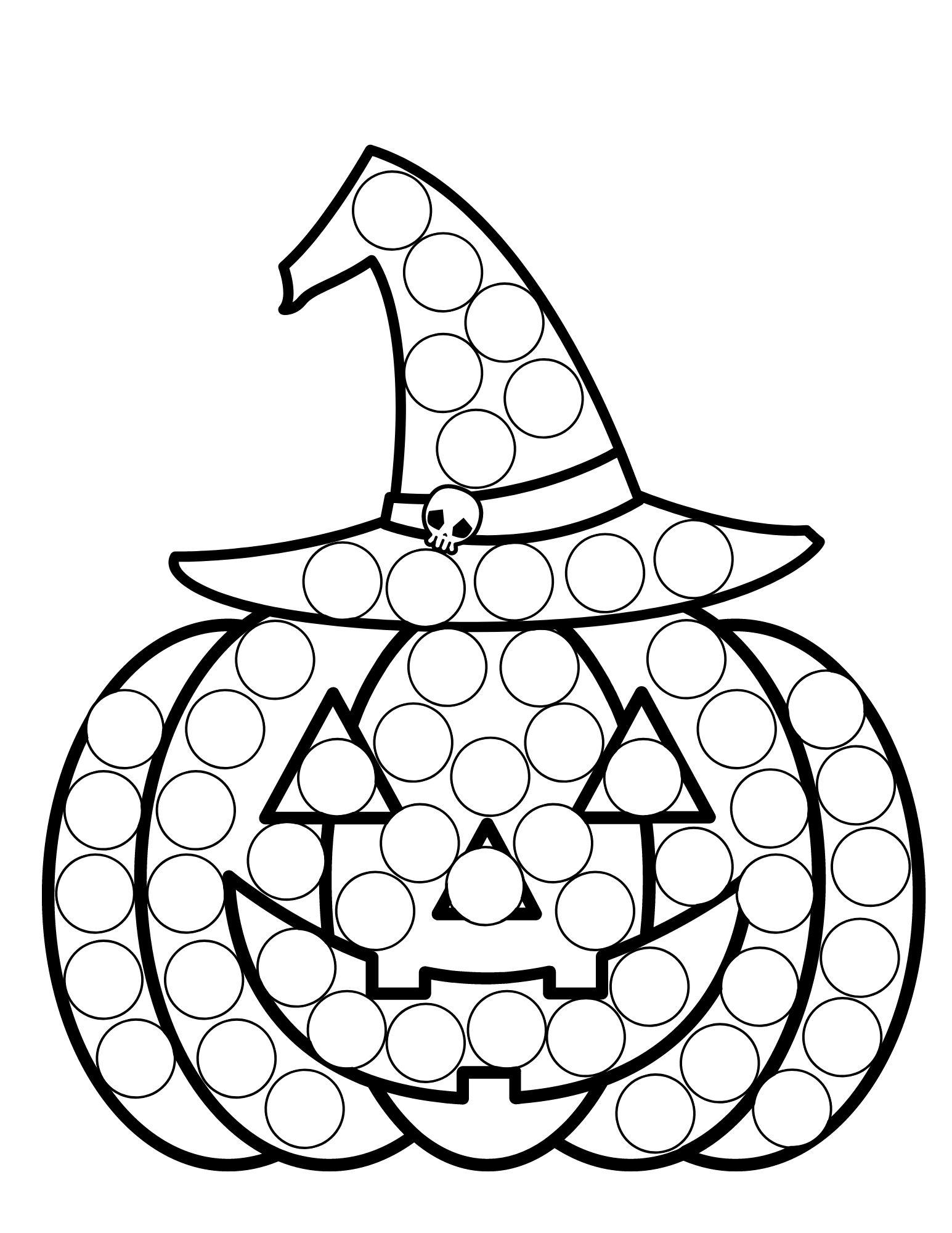 Halloween Dot Marker Coloring Pages, Halloween Dot Marker, Halloween Do ...