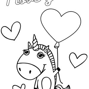 Unicorn Valentine's Day Coloring Pages, Valentines Printables ...