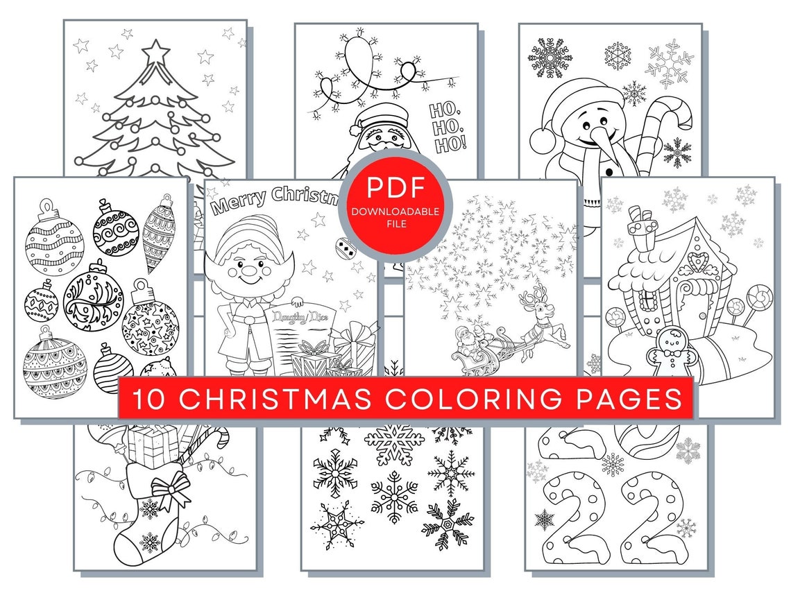10 Christmas Coloring Pages: PDF Coloring Christmas | Etsy