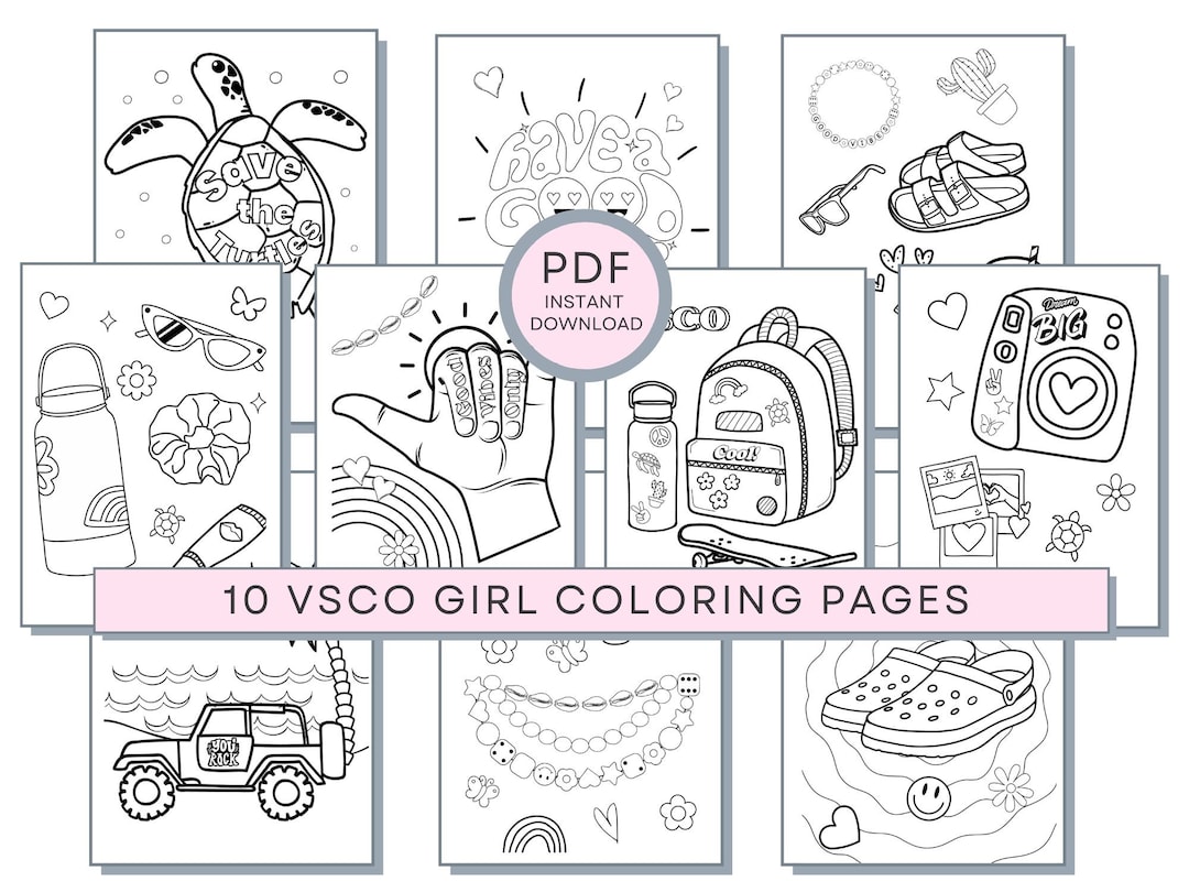 VSCO Girl Coloring Pages, Teens Coloring Pages, VSCO Aesthetic Coloring ...