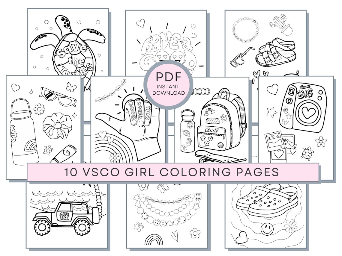 VSCO Girl Coloring Pages, Teens Coloring Pages, VSCO Aesthetic Coloring ...