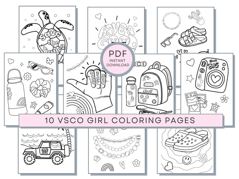 VSCO Girl Coloring Pages, Teens Coloring Pages, VSCO Aesthetic Coloring ...
