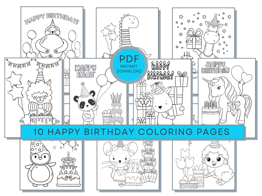 Happy Birthday Coloring Pages, Happy Birthday Printables, Happy ...