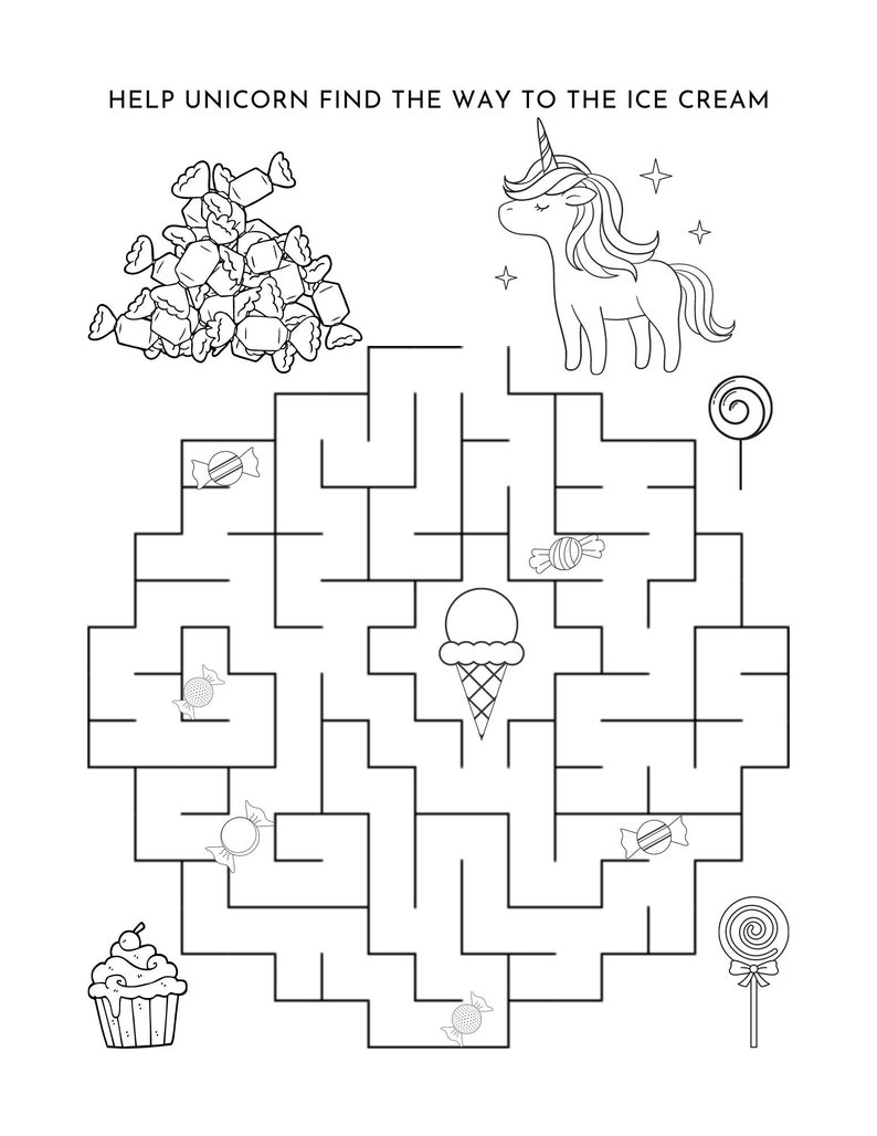 Unicorn Activity Pages, Unicorn Printables, Mazes, Word Searches, Color ...