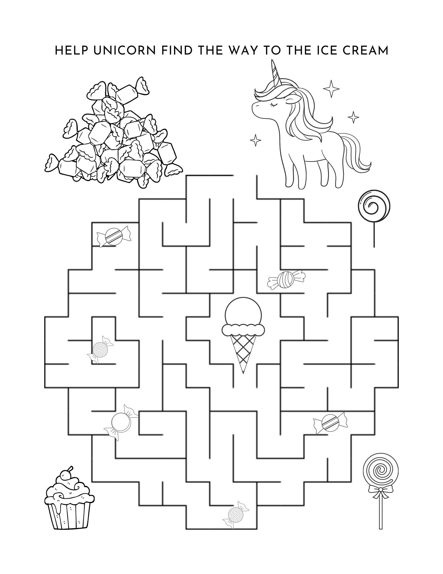 Unicorn Activity Pages, Unicorn Printables, Mazes, Word Searches, Color ...