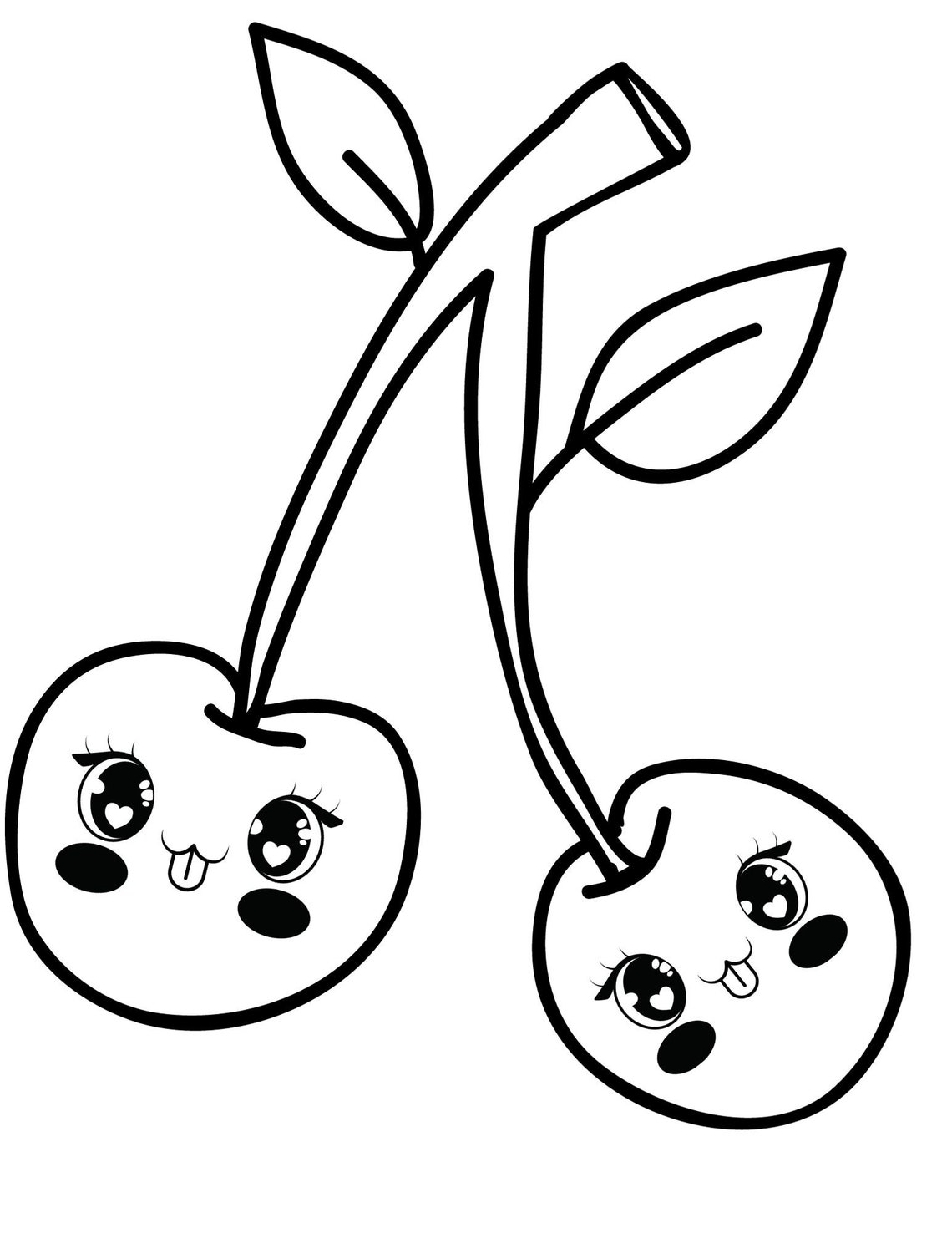 Cute Fruit Coloring Pages, Kawaii Food Printable, Funny Fruits Coloring ...