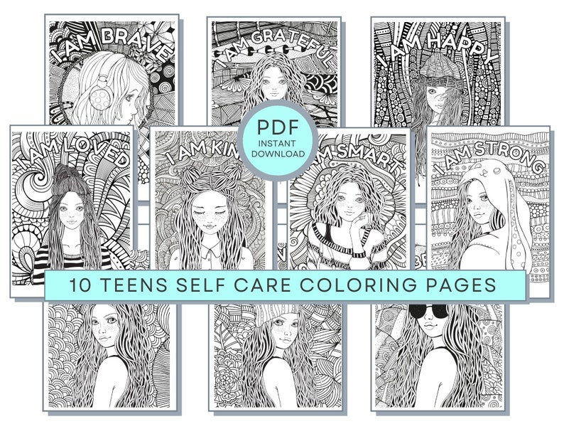 Teens Self Care Coloring Pages, Teens Inspirational Quotes Coloring ...