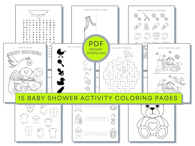 Baby Shower Activity Pages, Baby Shower Coloring, Baby Shower ...