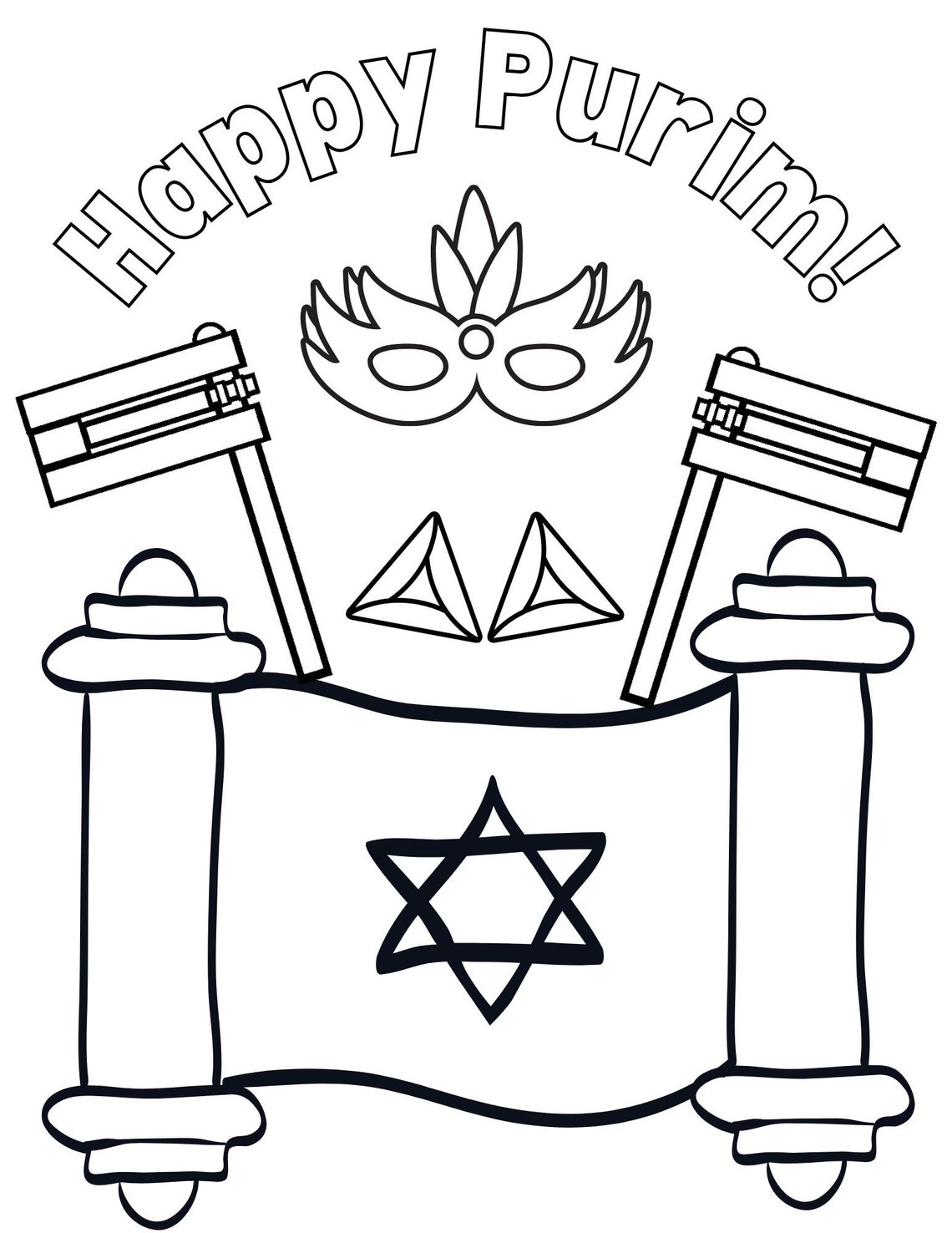Purim Coloring Pages, Purim Printables, Jewish Coloring Pages, Jewish ...