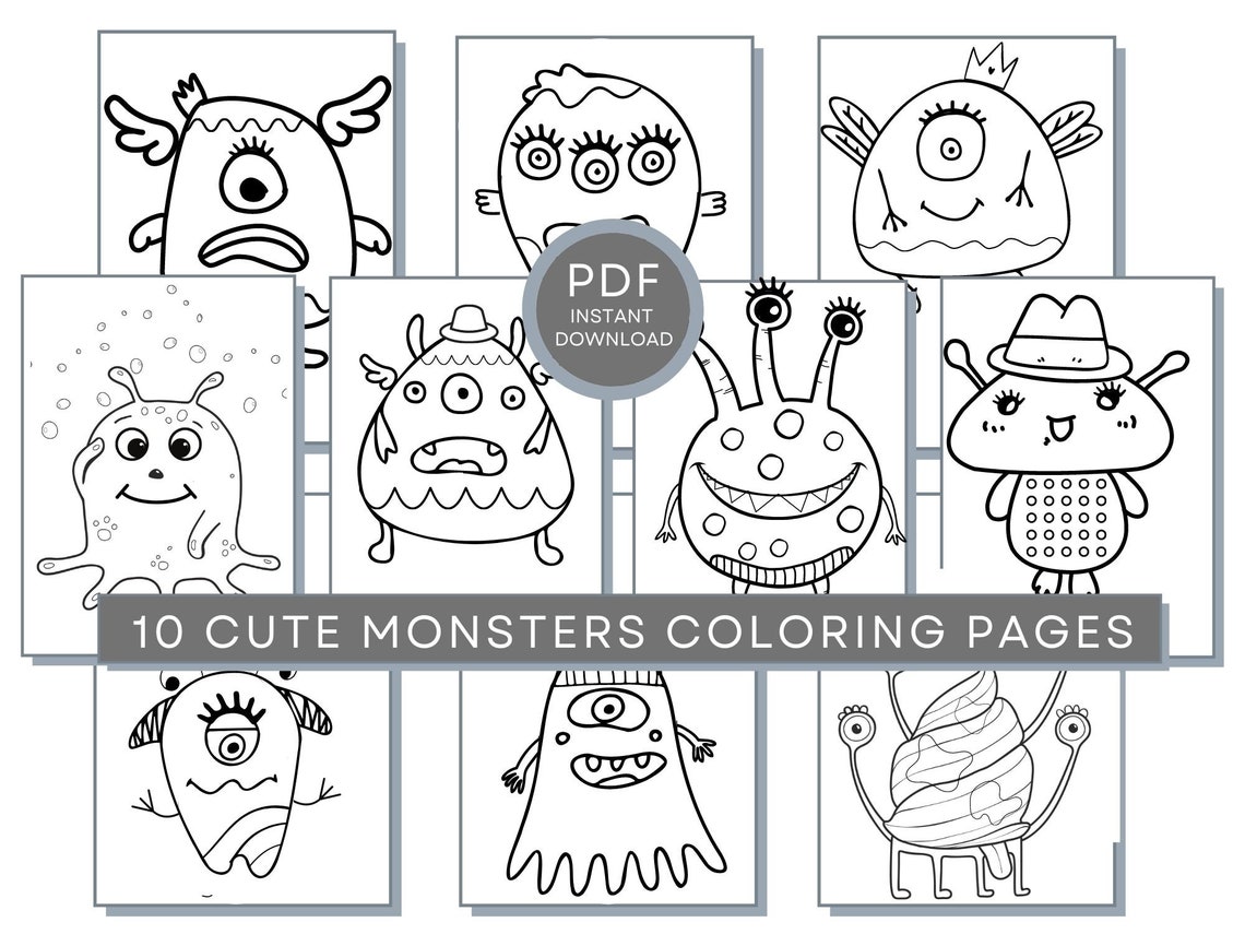 Monster Coloring Pages, Monster PDF, Monster Printables, Monster ...