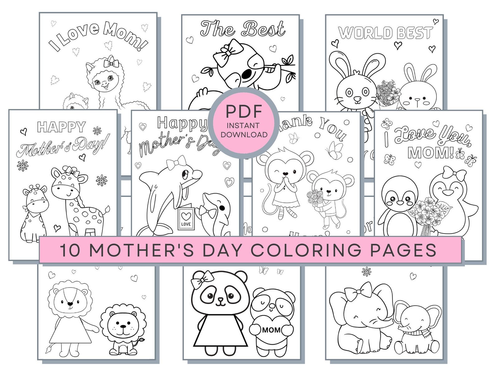 Mother's Day Coloring Page, Mother's Day Printables, Mother's Day ...