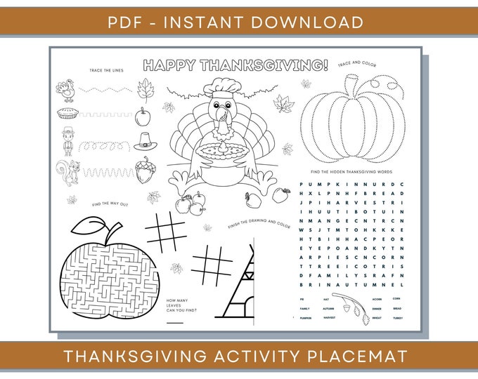 Thanksgiving Placemat, Thanksgiving Coloring Pages, Thanksgiving ...