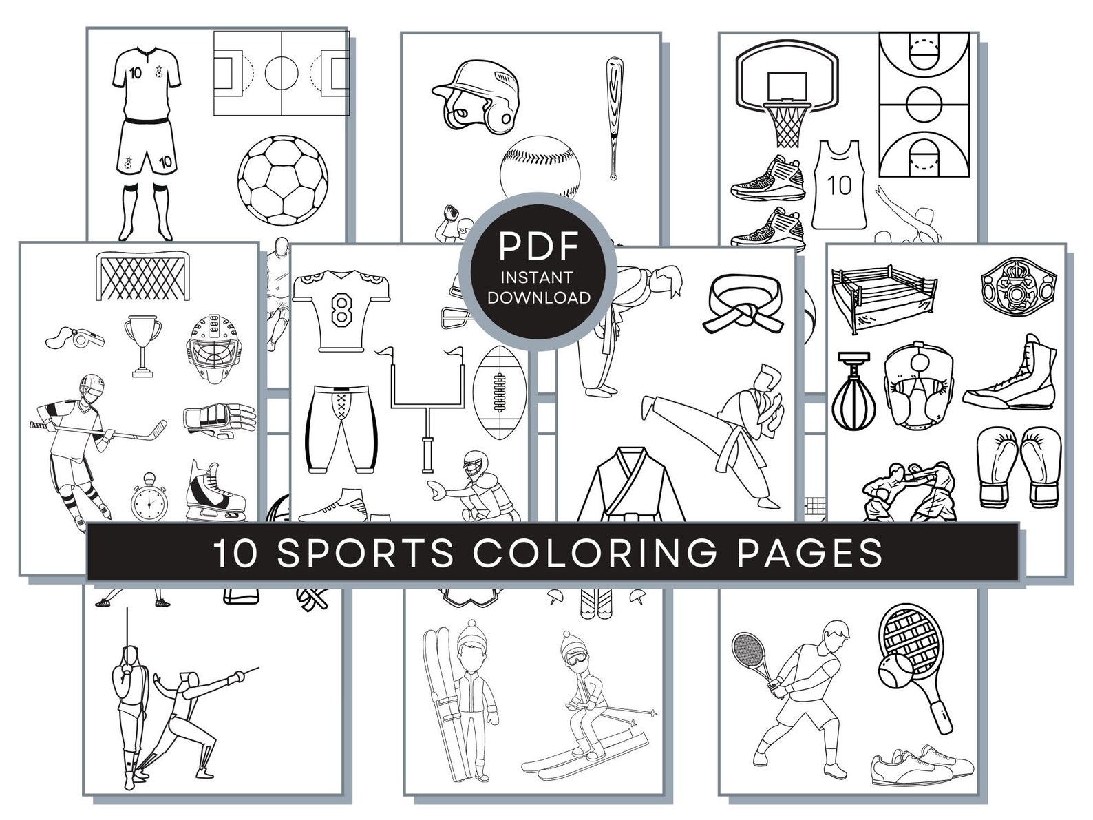 Sports Coloring Pages, Sports PDF, Sports Printables, Sport Coloring ...