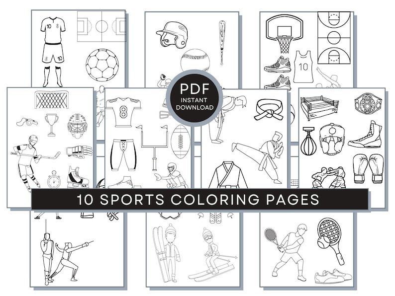 Sports Coloring Pages, Sports PDF, Sports Printables, Sport Coloring ...