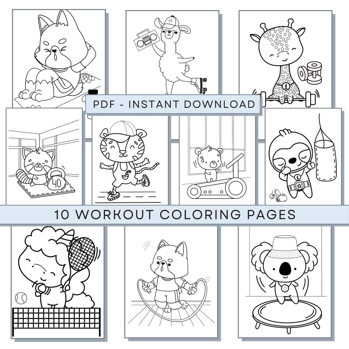 Workout Coloring Pages, Exercise Coloring Pages, Gym Coloring Pages ...